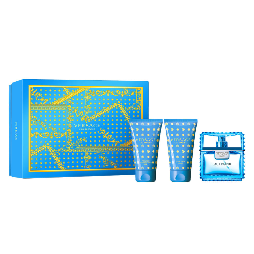 Kit Coffret Versace Eau Fraîche Man Masculino EDT + Gel de Banho + Pós ...