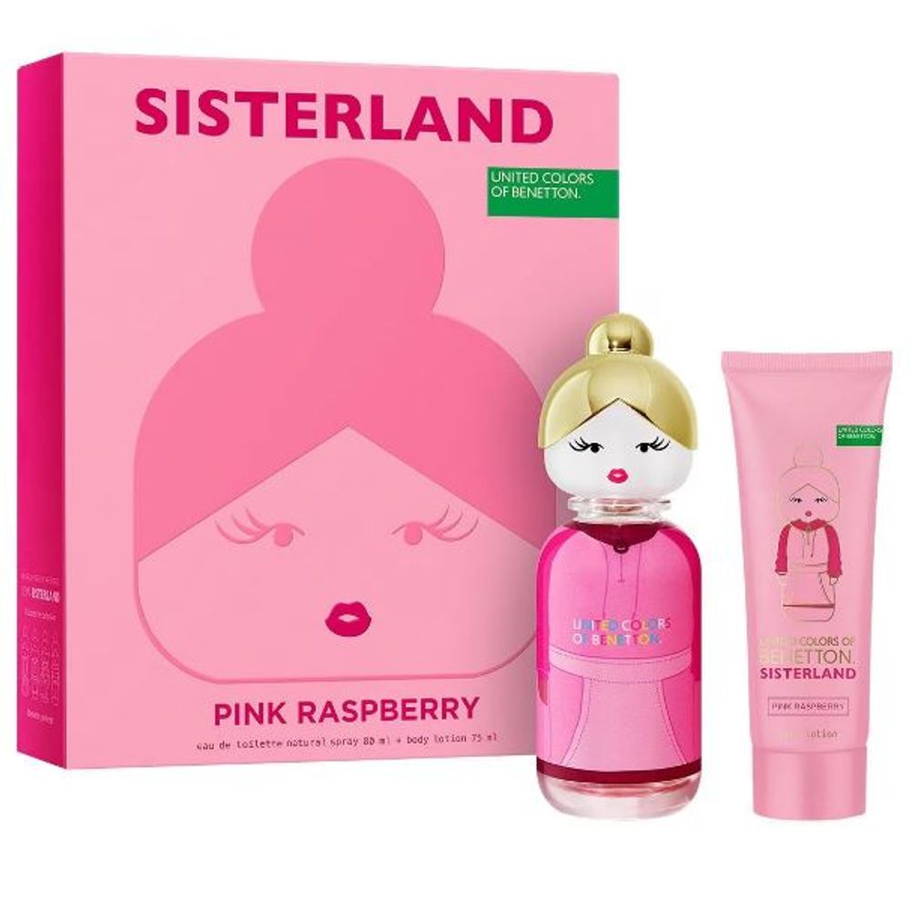 Kit Coffret Benetton Sisterland Pink Raspberry EDT 80ml + Body Lotion ...