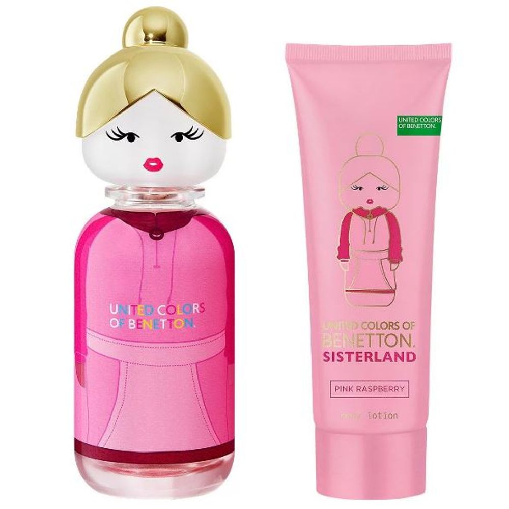 Kit Coffret Benetton Sisterland Pink Raspberry EDT 80ml + Body Lotion ...